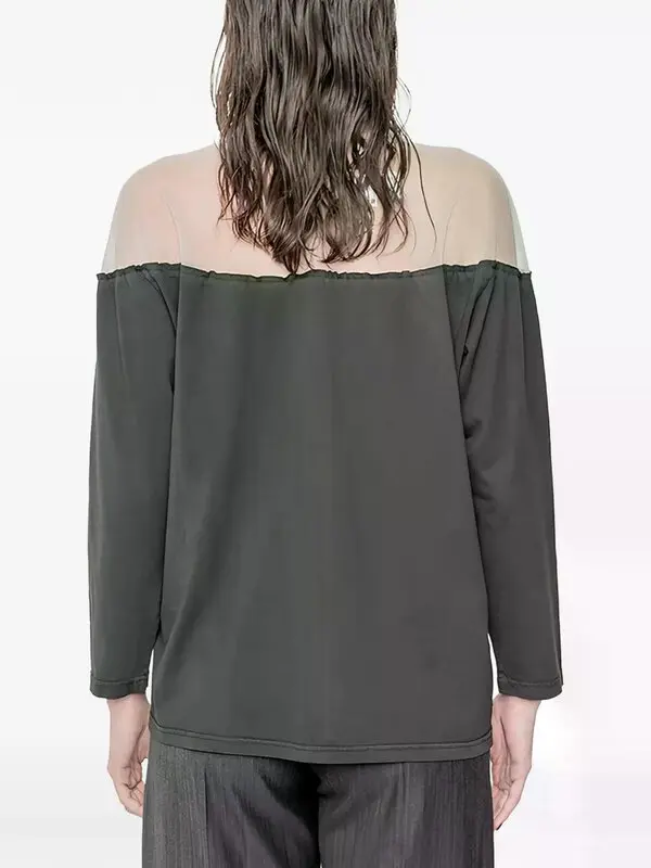 MAISON MARGIELA Logo Print Mesh Panel Blouse