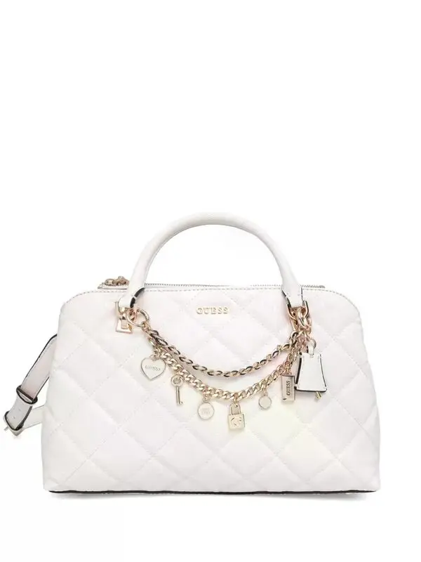 Guess Libby Quilted Charm-detail Tote Bag - Neutrals
