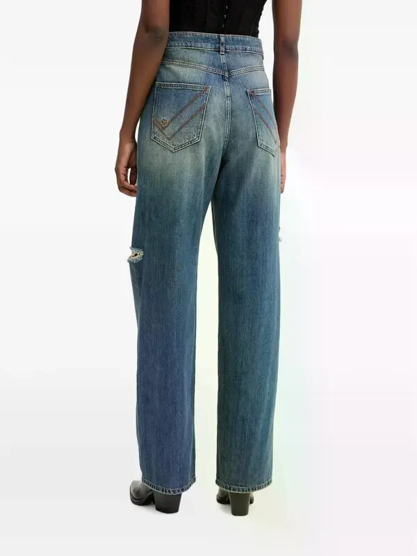 ANIYE BY Frida Distressed Wide-leg Jeans