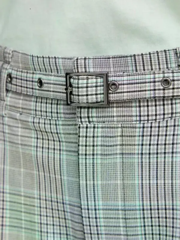 Guess Check Belted Mini Skirt