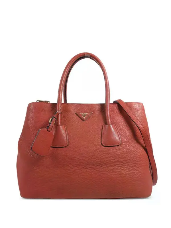 Prada Leather Tote Bag - Red
