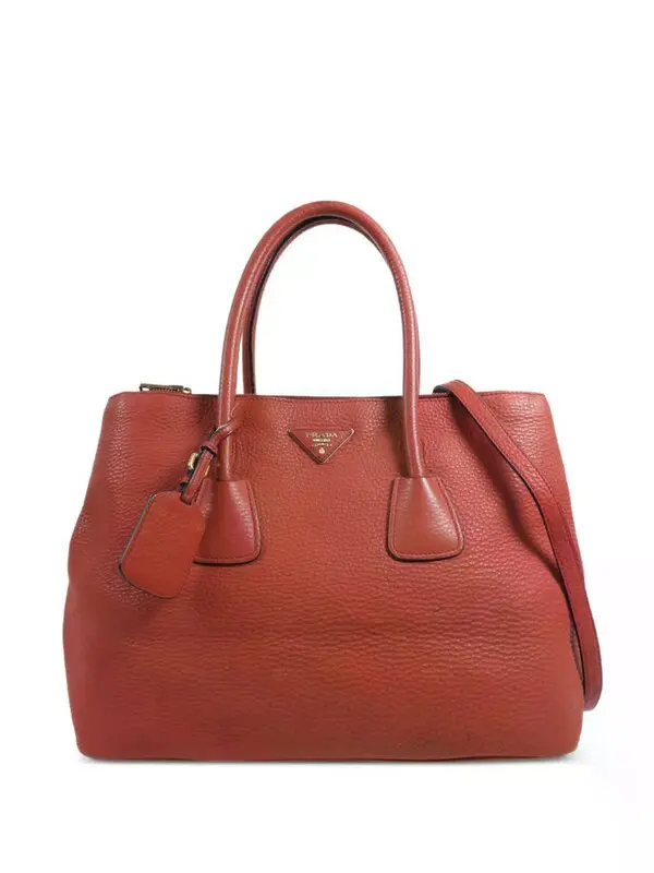 Prada Leather Tote Bag - Red