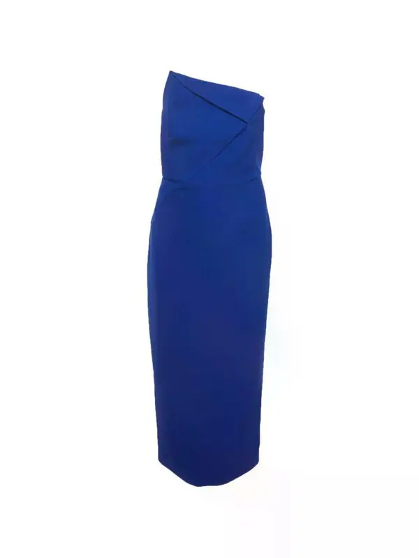 Roland Mouret Strapless Asymmetric Midi Dress - Blue