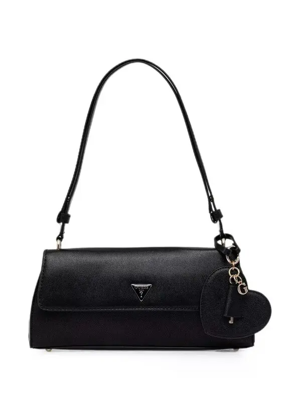 Guess Isabel Logo-plaque Heart-charm Shoulder Bag - Black