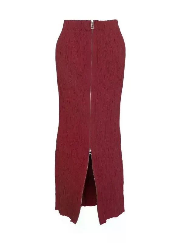 MULLER OF YOSHIOKUBO Crinkled Zip-front Midi Skirt - Red