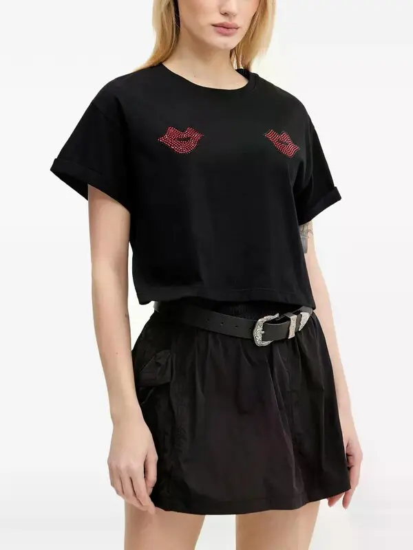 ANIYE BY Embellished Logo Crystal T-shirt - Black