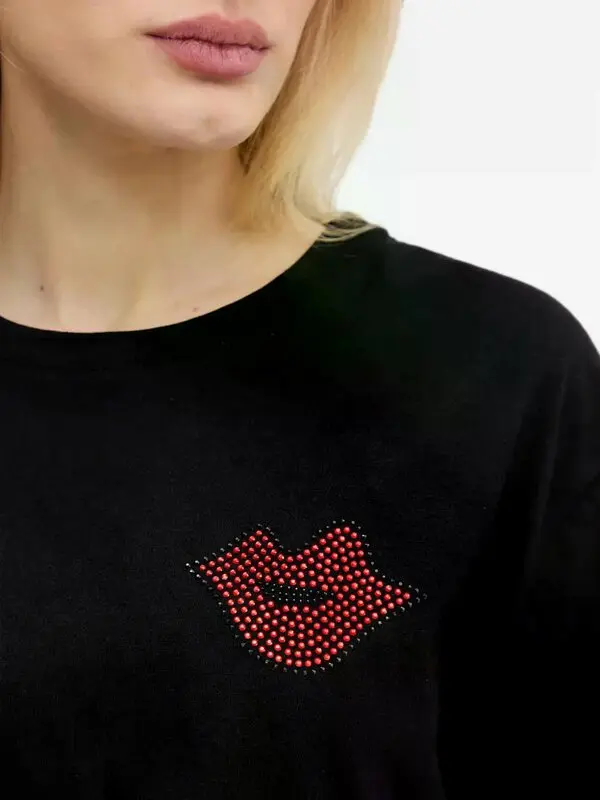 ANIYE BY Embellished Logo Crystal T-shirt