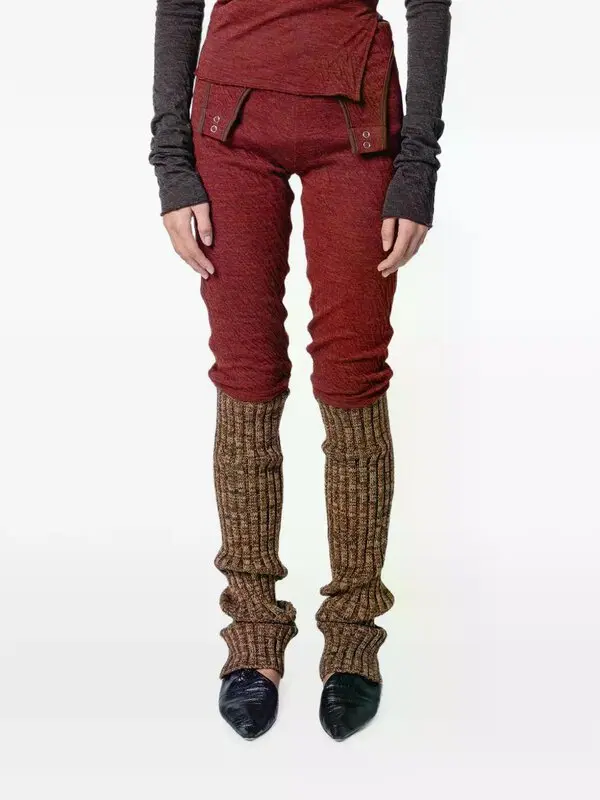 MULLER OF YOSHIOKUBO Garter-detail Crinkled-effect Leggings - Red