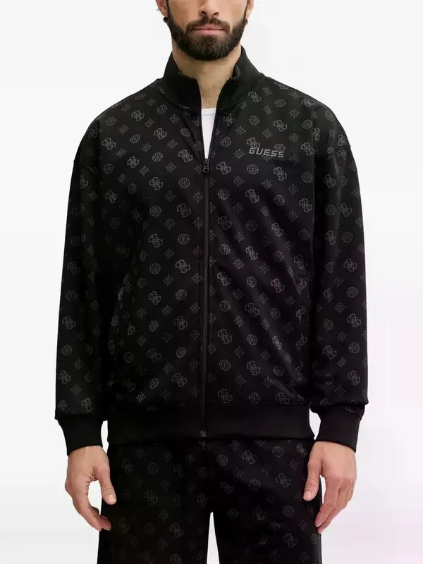 Guess Monogram Print Zip-up Jacket