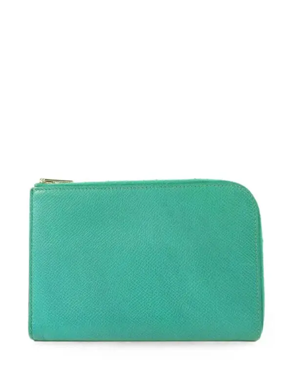Hermès 2016 Leather Zipper Long Wallet - Green
