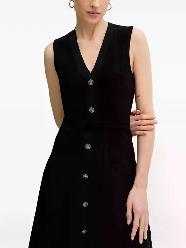 Guess Ribbed-knit Button-down Mini Dress
