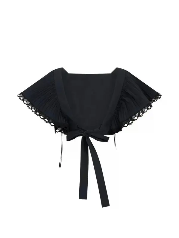Alberta Ferretti Pleated Floral Appliqué Top - Black