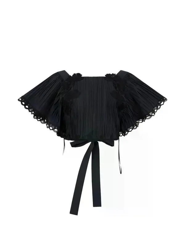 Alberta Ferretti Pleated Floral Appliqué Top