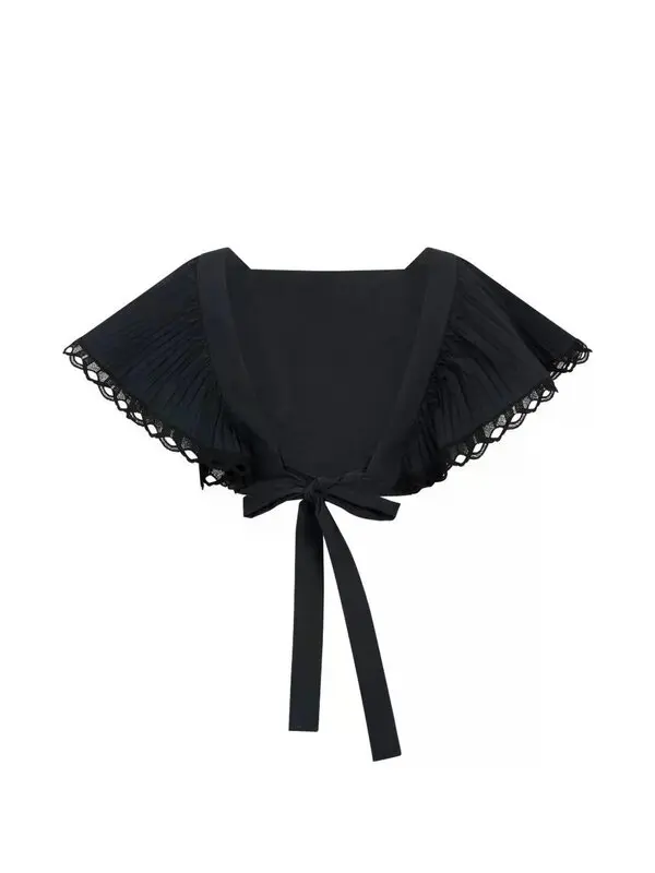 Alberta Ferretti Pleated Floral Appliqué Top - Black