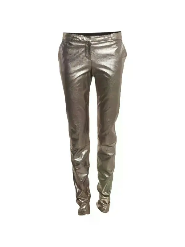 Diane Von Furstenberg Everly Metallic Coated Leather Trousers - Silver