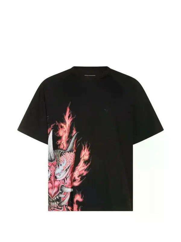 Y3 Graphic-print Raglan-sleeve T-shirt