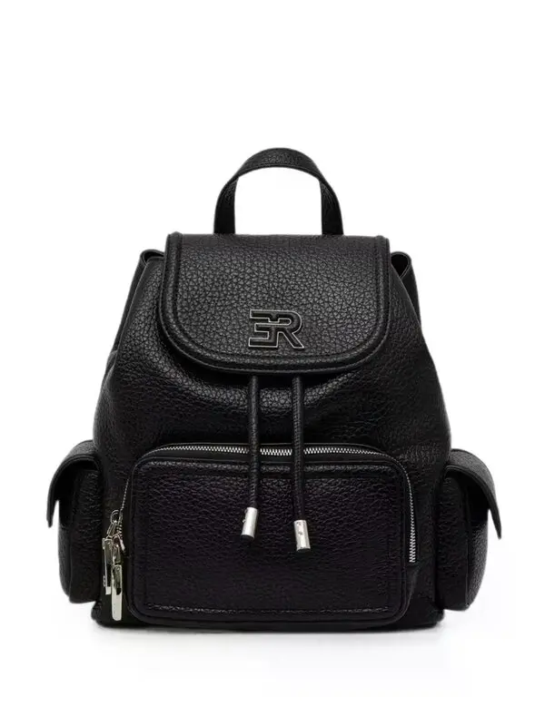 ERMANNO FIRENZE Pebbled Leather Logo Plaque Backpack