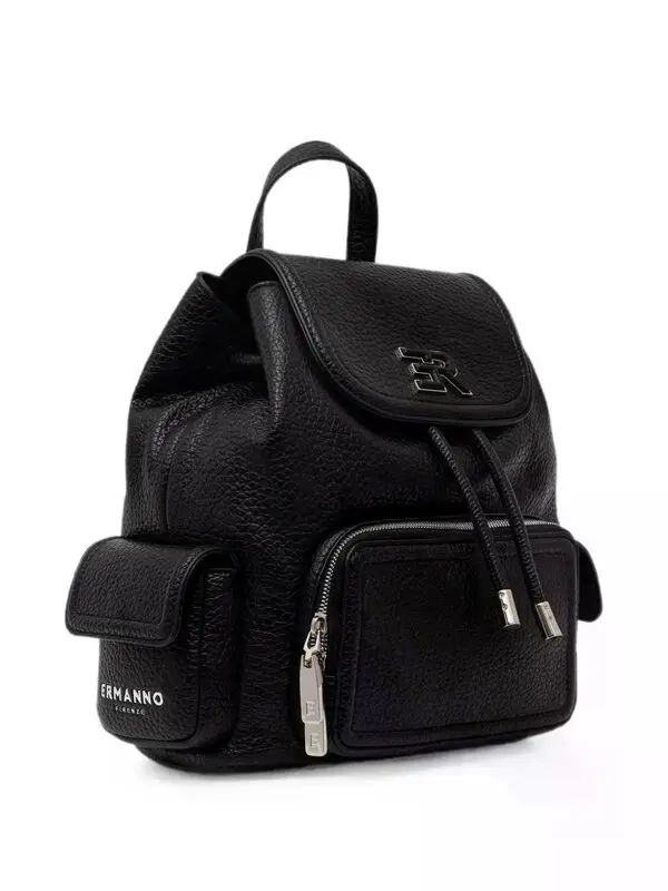 ERMANNO FIRENZE Pebbled Leather Logo Plaque Backpack