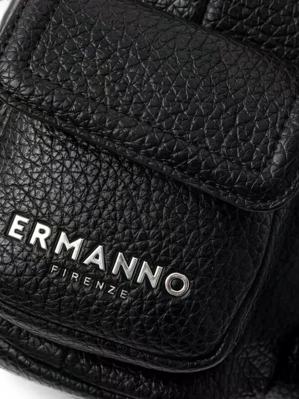 ERMANNO FIRENZE Pebbled Leather Logo Plaque Backpack