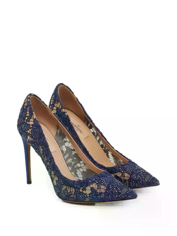 Valentino Garavani Embellished Lace Pumps