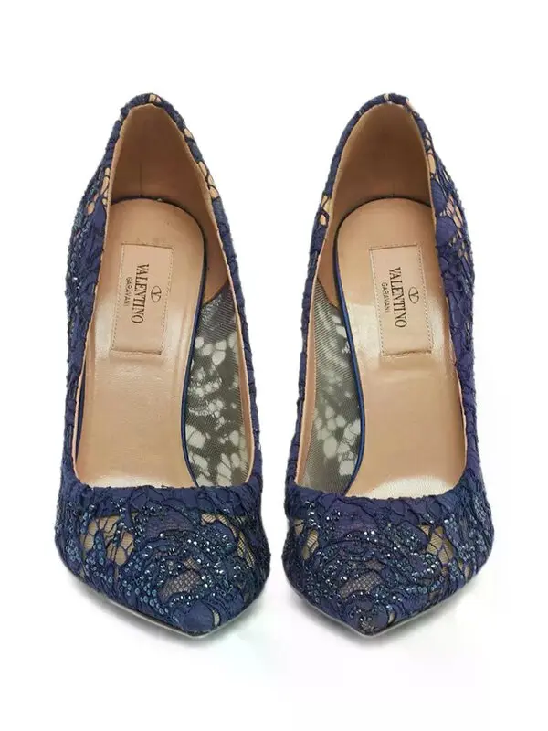 Valentino Garavani Embellished Lace Pumps