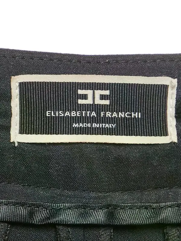 Elisabetta Franchi Crepe Straight-leg Trousers With Gold-tone Logo Plaque