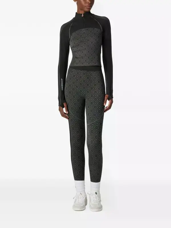 Casablanca Seamless Monogram Pattern High Neck Top - Grey
