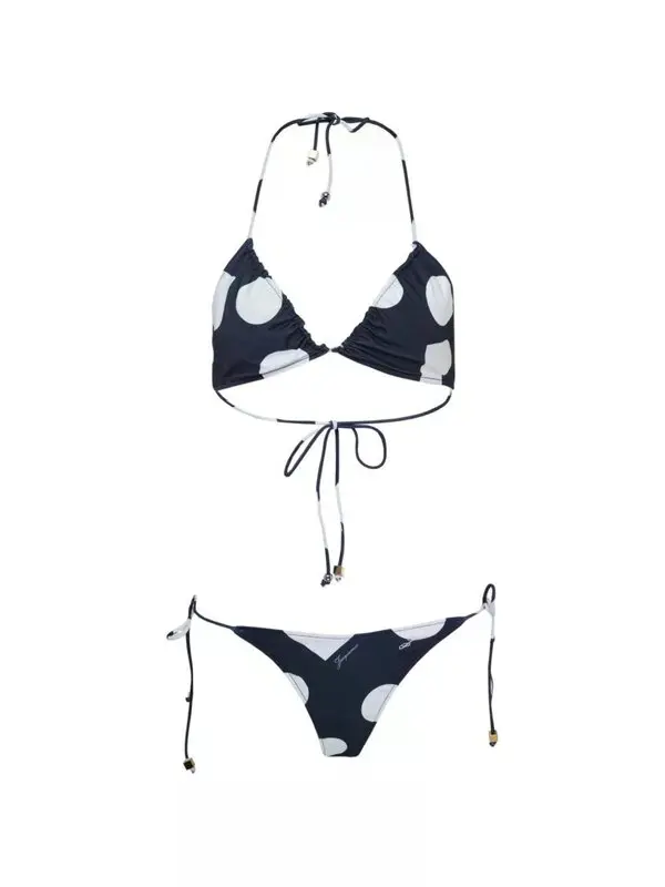 Jacquemus Triangle Polka-dot Bikini Set - Blue