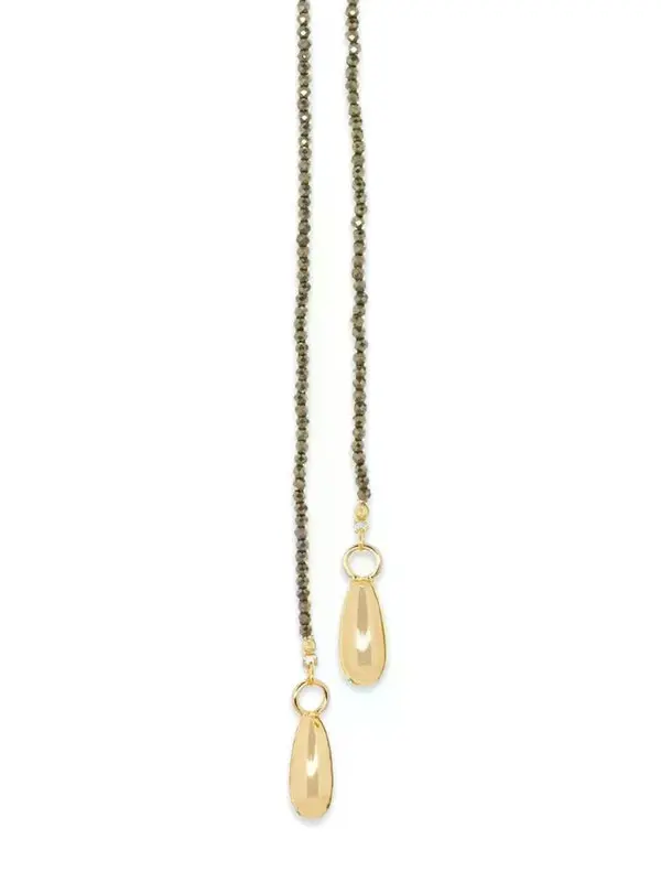 MARLYN SCHIFF Sage Beaded Lariat Necklace - Grey