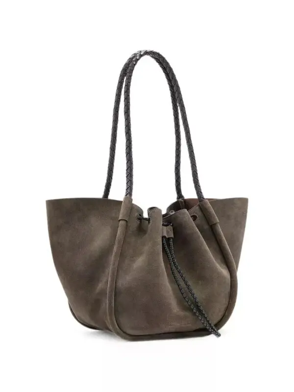 Proenza Schouler Large Ruched Tote In Suede And Braided Calf - Brown
