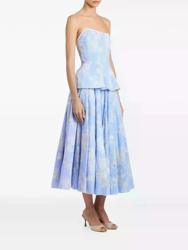 MARKARIAN Lola Floral-embroidered Strapless Top