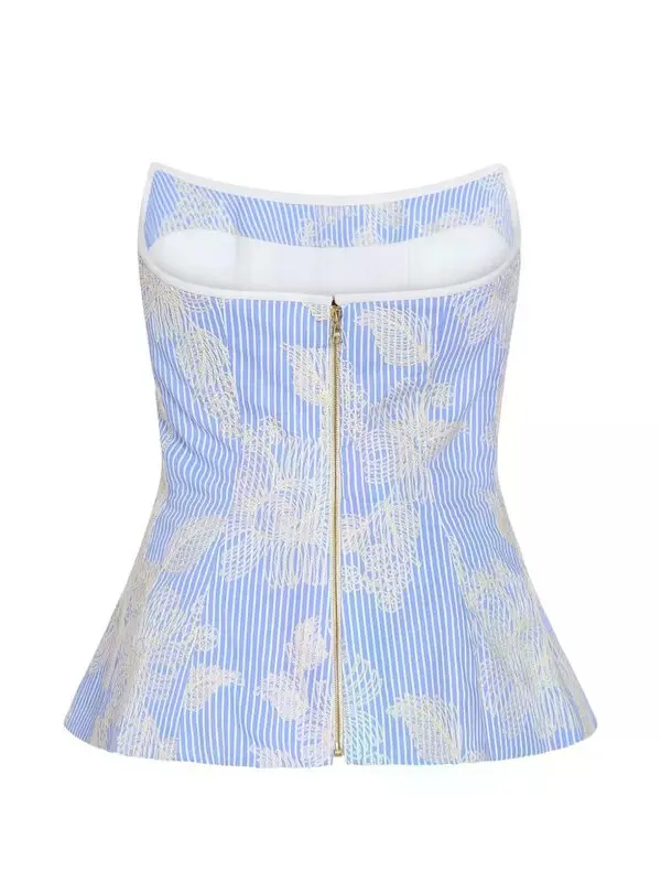 MARKARIAN Lola Floral-embroidered Strapless Top