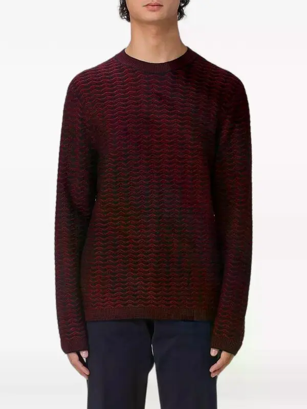 Emporio Armani Bordeaux Textured Knit Sweater - Red