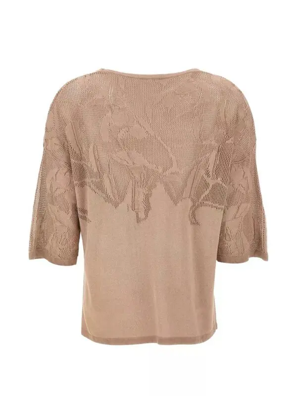 KANGRA Openwork Three-quarter Sleeve Top