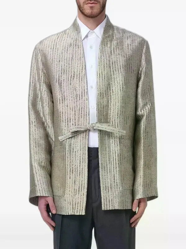 Emporio Armani Jacquard-knit Kimono Jacket - Neutrals
