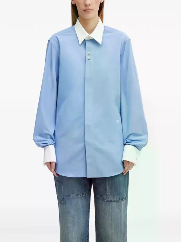 WALES BONNER Portrait Long-sleeve Shirt - Blue