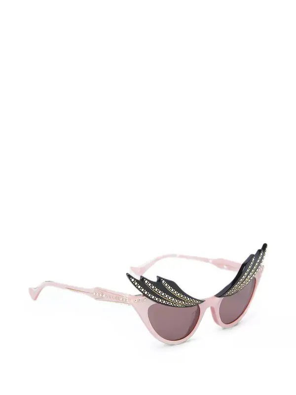 Gucci Crystal-embellished Wing-frame Sunglasses