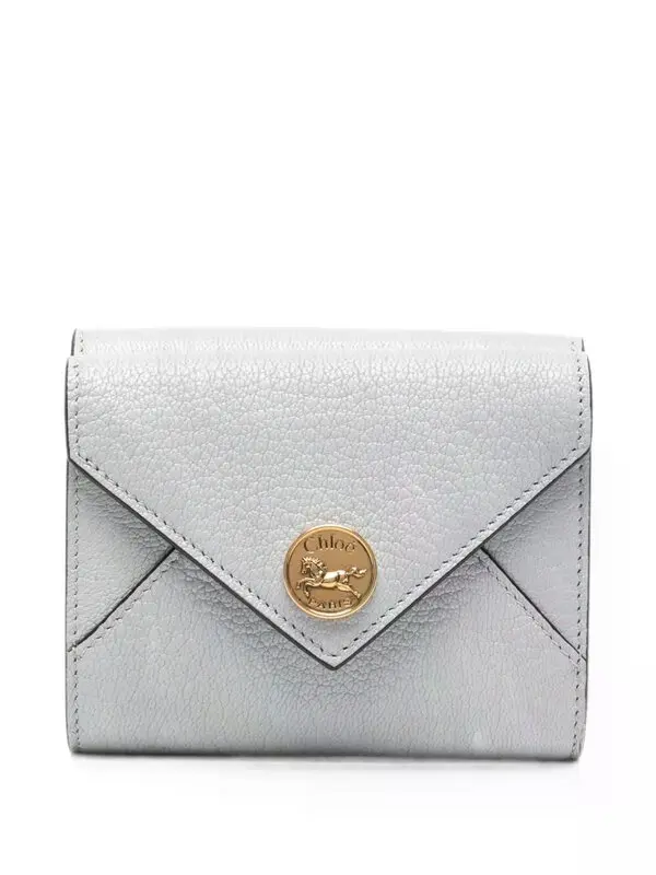 Chloé Small Logo-plaque Trifold Wallet - Blue