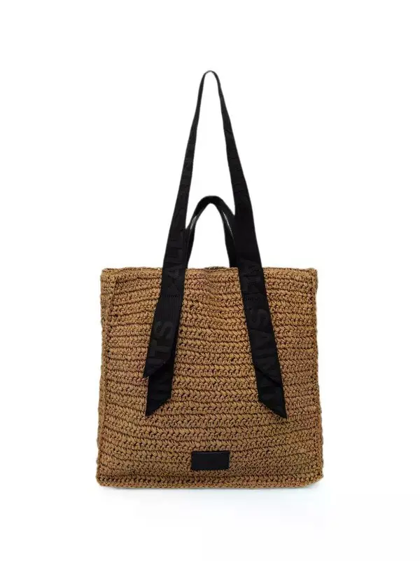 ALLSAINTS Woven Raffia Logo Tote Bag