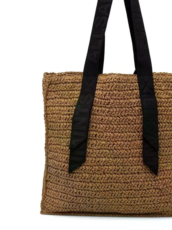 ALLSAINTS Woven Raffia Logo Tote Bag