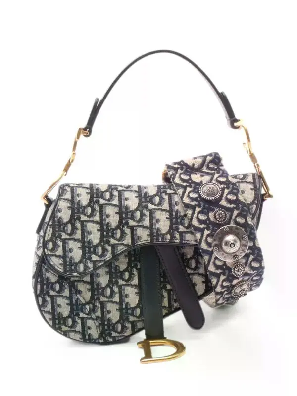 Dior Mini Saddle Oblique Logo Shoulder Bag - Blue