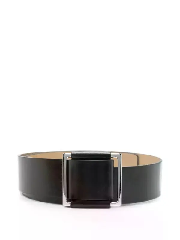 D.exterior Square-buckle Leather Belt - Black