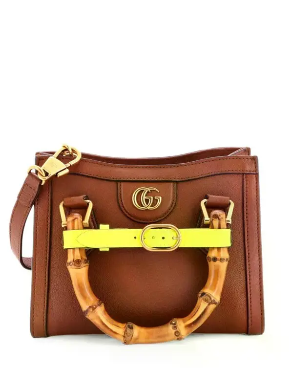 Gucci Diana Nm Bamboo Handle Tote Leather Mini Crossbody Bag - Brown