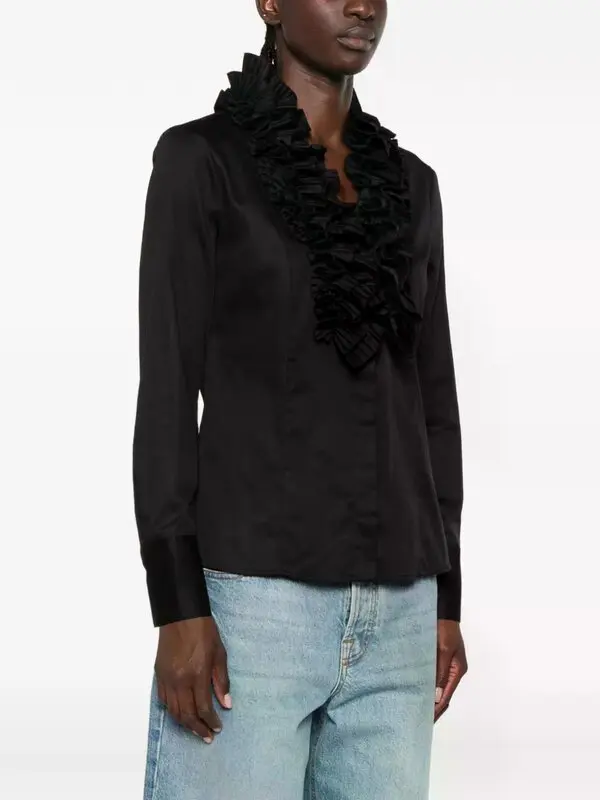 ZANETTI Ruffled Trim Long Sleeve Blouse