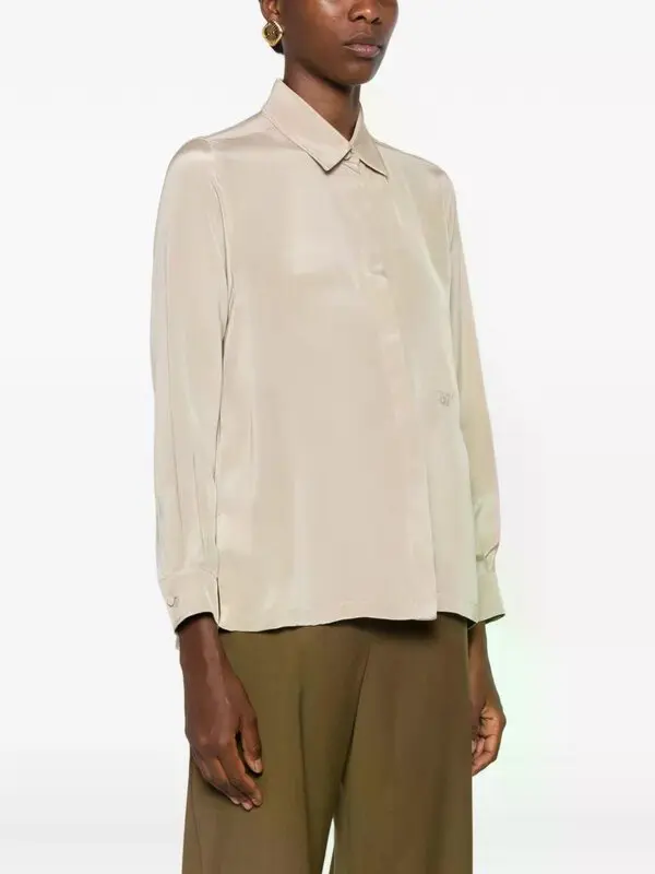 Max Mara Geranio Embroidered-logo Silk Shirt