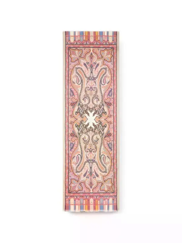 Etro Cashmere, Silk And Wool Scarf With Paisley Motif - Neutrals