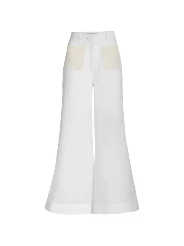 Silvia Tcherassi Maura Lace-panel Flared Trousers - White