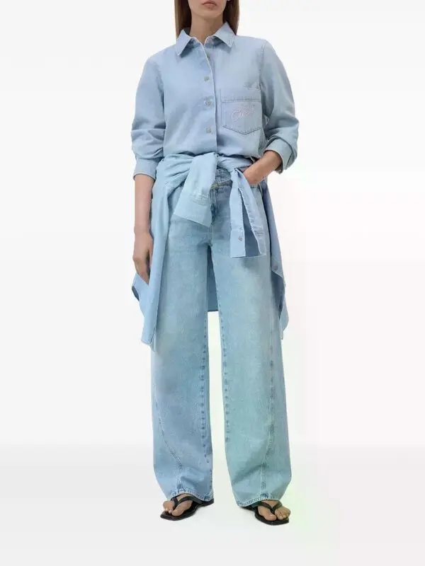 Closed Embroidered Motif Denim Shirt - Blue