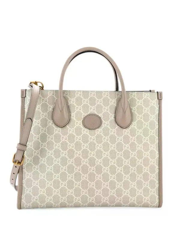 Gucci Interlocking G Tote Gg Coated Canvas And Leather Small Satchel