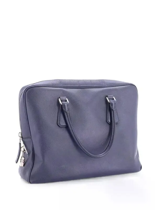 Prada Saffiano Leather Zip Around Briefcase